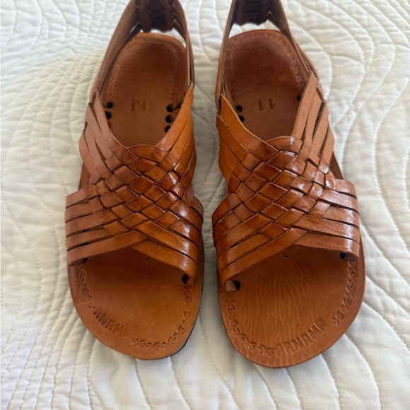 Shoes | Woven Leather Sandals In Rich Brown | Poshmark